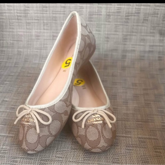 Coach | Shoes | Coach Tan Quilted Flats With Bow | Poshmark